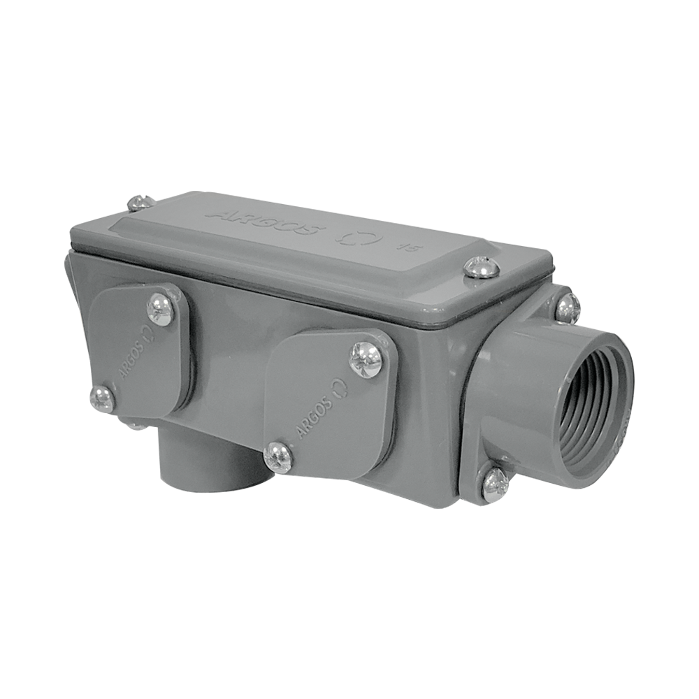 CONDULET ARGOS PVC GRIS MULTIFORMA 3/4" Y 1/2" CON ROSCAS — SIGASA