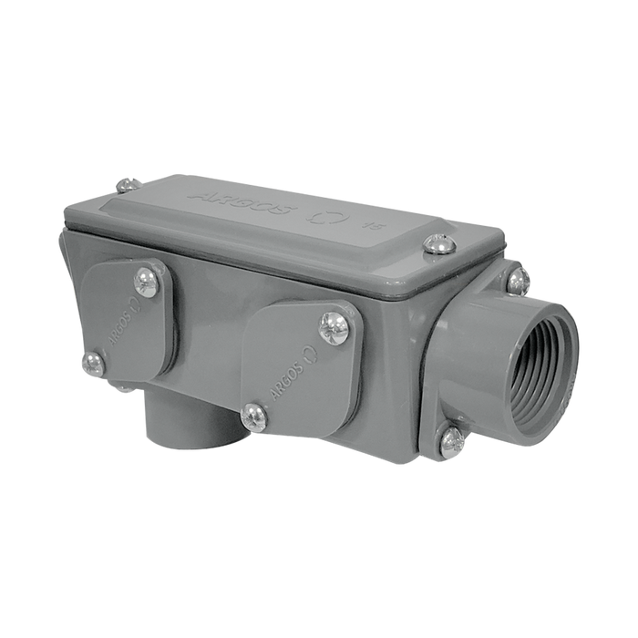 CONDULET ARGOS PVC GRIS MULTIFORMA 3/4" Y 1/2" CON ROSCAS — SIGASA