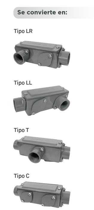 CONDULET ARGOS PVC GRIS MULTIFORMA 3/4" Y 1/2" CON ROSCAS — SIGASA