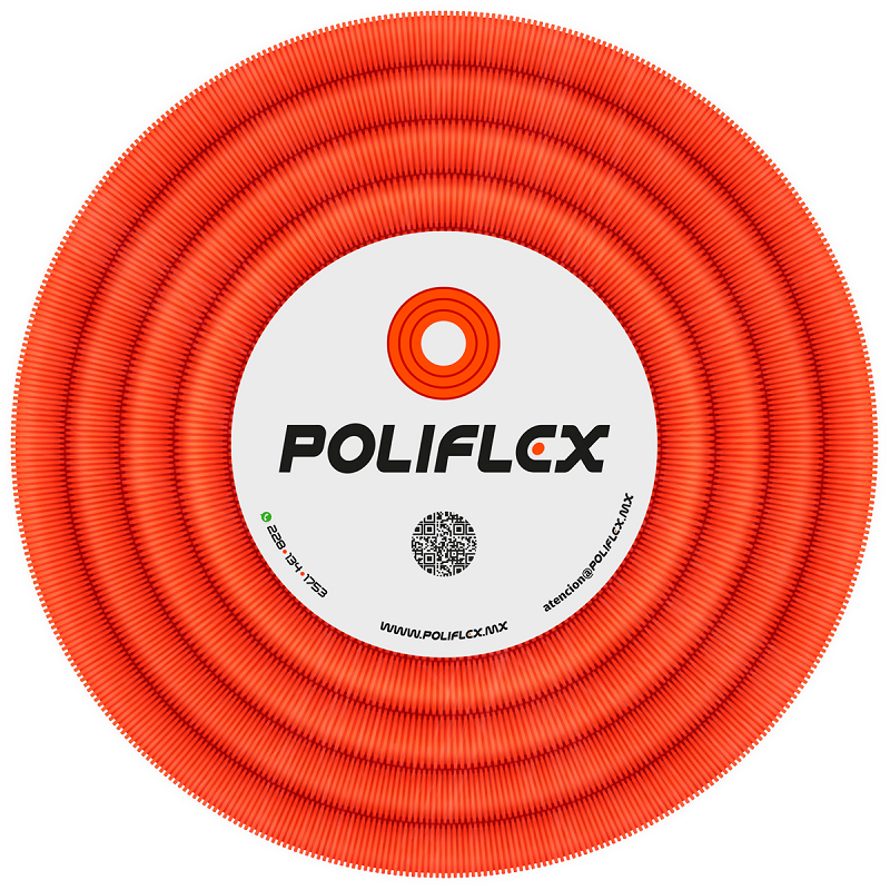 POLIFLEX NARANJA SIN GUIA 1-1/2 (ROLLO 50mts) — SIGASA
