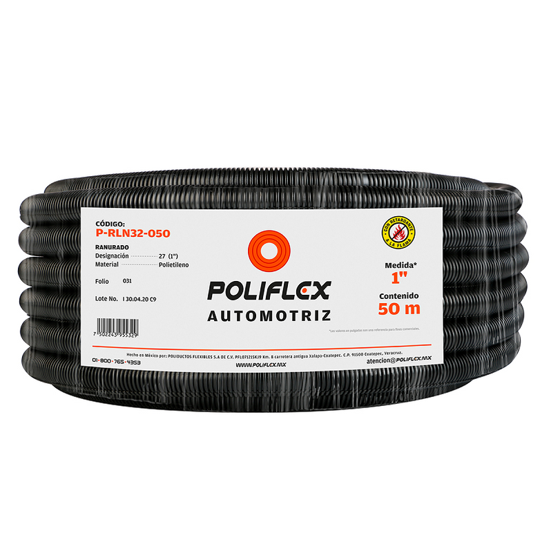 Poliflex negro automotriz ranurado 1" (rollo 50mts) - Sigasa — SIGASA